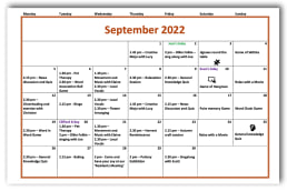 September 2022 Activities Calendar