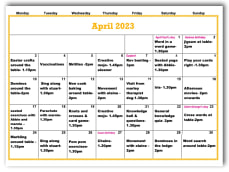 April 2023 Activities Calendar