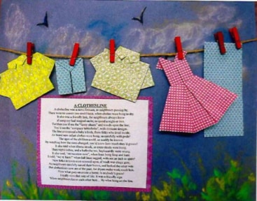 Origami clothes line from Hallgarth poetry club inspiration