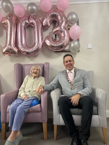Tallis House Celebrates Ruby’s 103rd Birthday with the Major